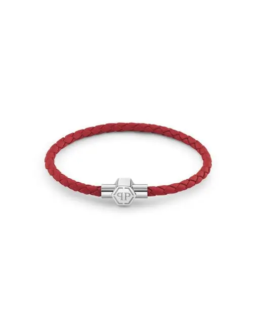 Philipp Plein Leather Stainless Steel Bracelet Plein Tag