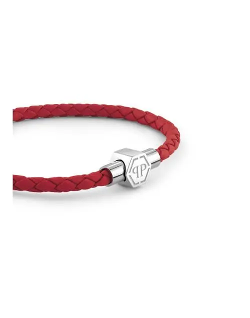 Philipp Plein Leather Stainless Steel Bracelet Plein Tag