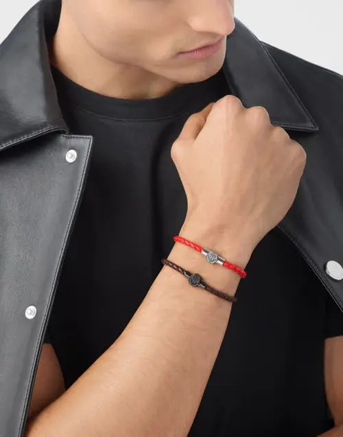 Philipp Plein Leather Stainless Steel Bracelet Plein Tag