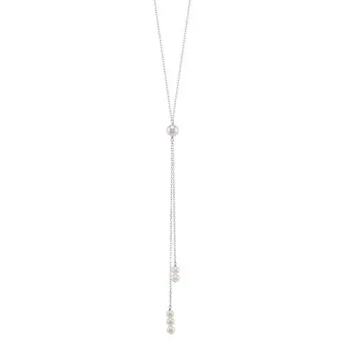 The Pearl Source Freshwater Pearl Layered Y-necklace - Sterling Silver