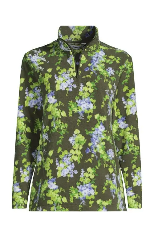 LANDS' END Fleece Pullover - Forest Moss Blooms