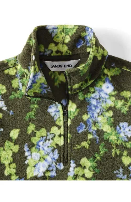 LANDS' END Fleece Pullover - Forest Moss Blooms