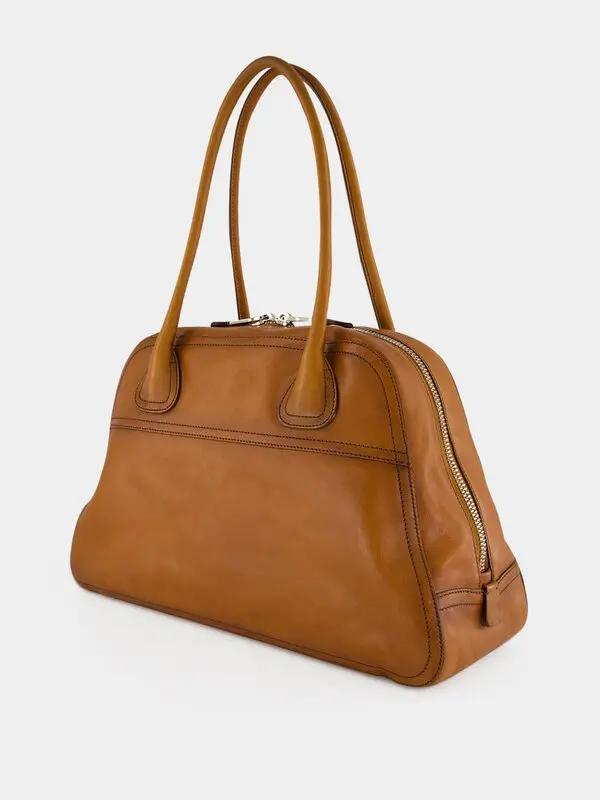 Miu Miu Cognac Leather Bowling Bag