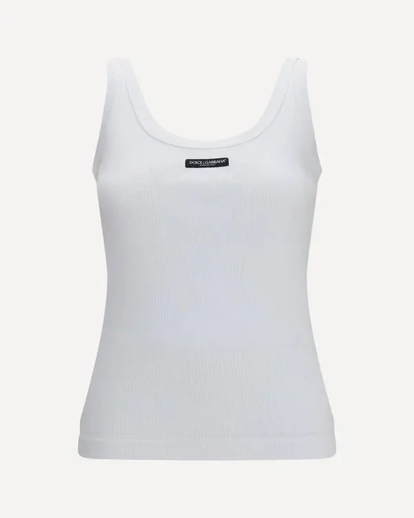 Dolce & Gabbana Ribbed Logo Tank Top - White