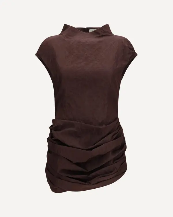 Magda Butrym High Collar Draped Mini Dress