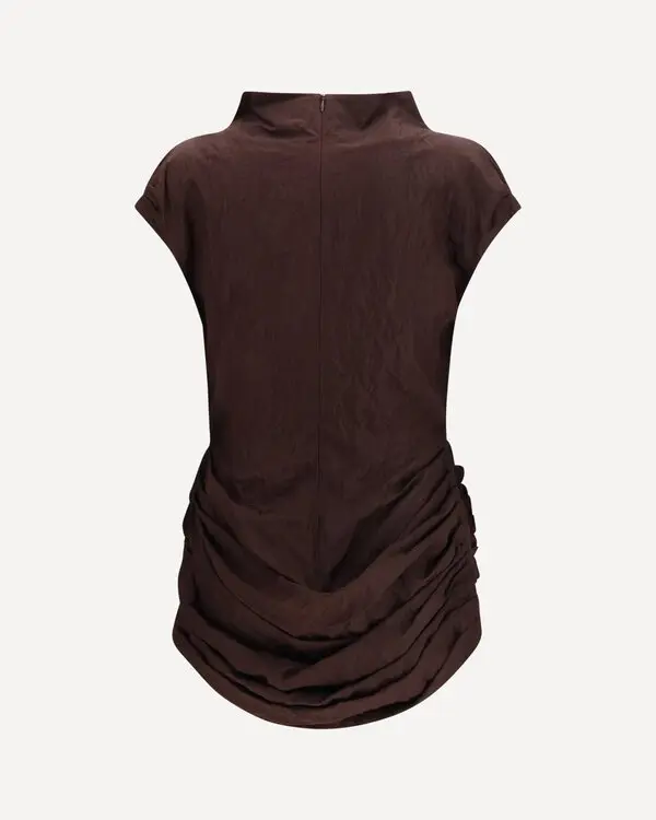 Magda Butrym High Collar Draped Mini Dress