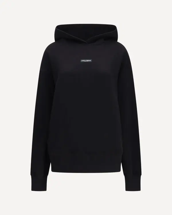 Dolce & Gabbana Cotton Hooded Sweatshirt With Logo Patch