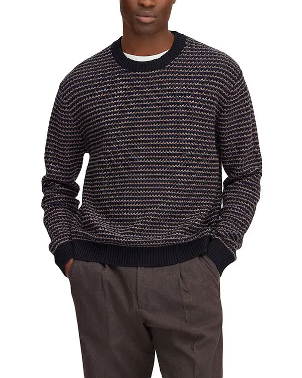 Nn07 Russell Textured Stripe Knit Crewneck Sweater