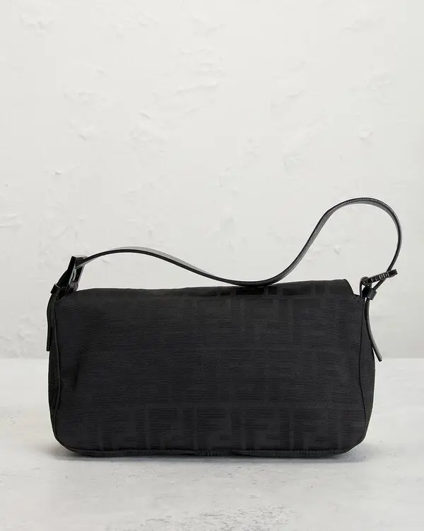 FWRD RENEW Fendi Zucca Baguette Shoulder Bag - Black