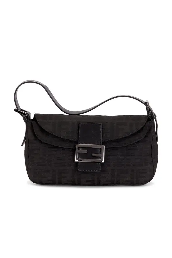 Fendi Zucca Baguette Shoulder Bag - Black