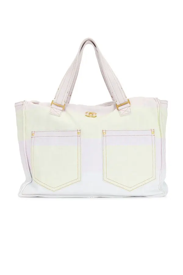 Chanel Multi-color Canvas Double Pocket Tote Bag
