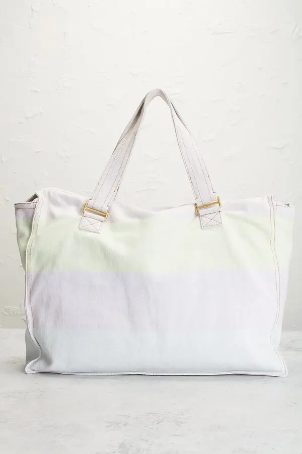 Chanel Multi-color Canvas Double Pocket Tote Bag