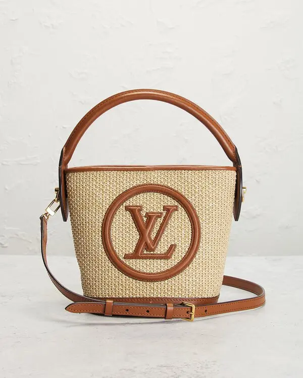 FWRD RENEW Louis Vuitton Raffia Petite Bucket Nm Bag