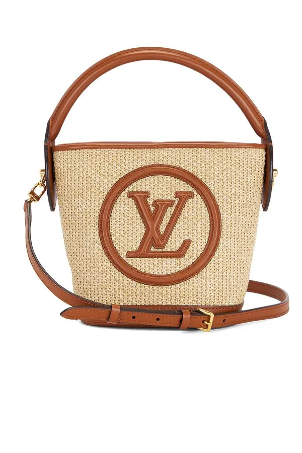 LOUIS VUITTON Raffia Petite Bucket Nm Bag - Brown