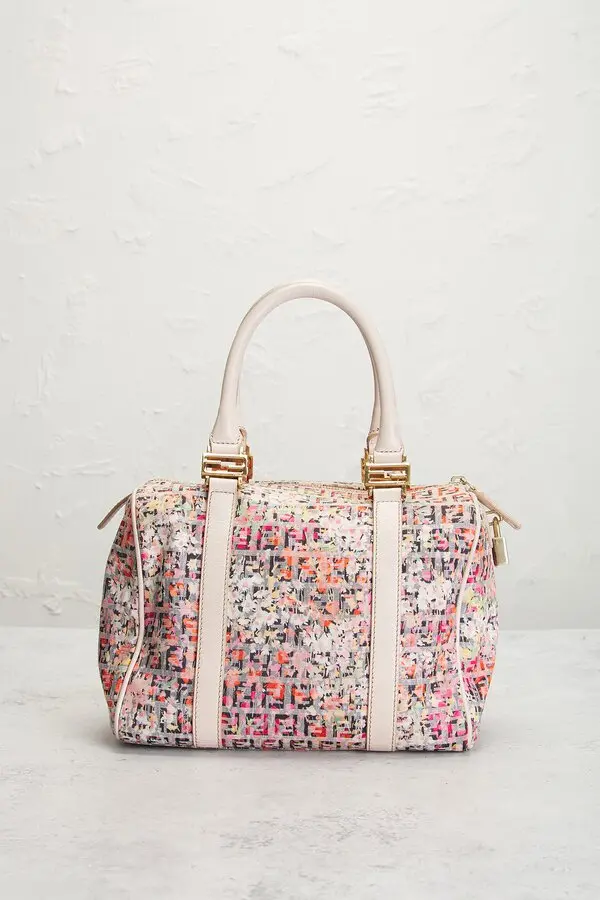 Fendi Zucchino Forever Bauletto Mini Boston Bag