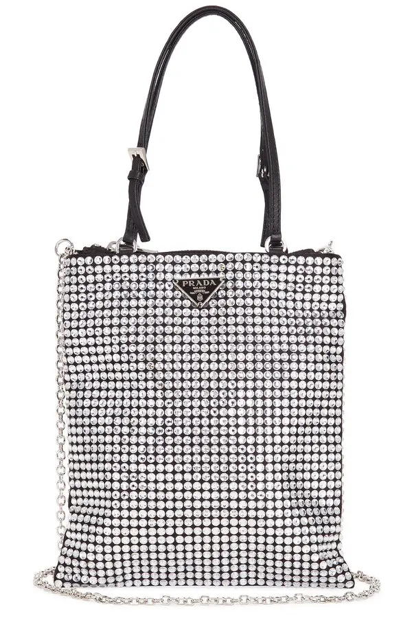 Prada Crystal Embellished Satin Tote Bag