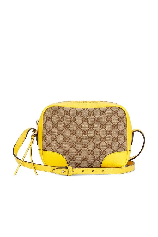 Gucci Mini Bree Messenger Bag Beige Gg Canvas And Calfskin - Yellow