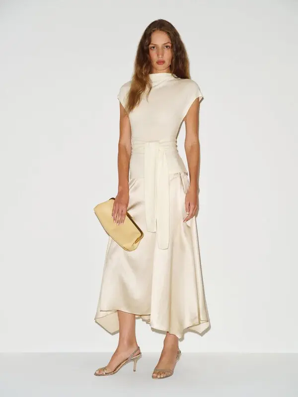REFORMATION Norette Knit Top With Mock Neck And Tie Detail - Ivory