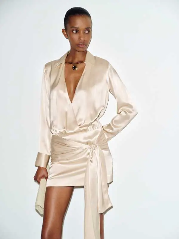 REFORMATION Manhattan Silk Dress - Ivory