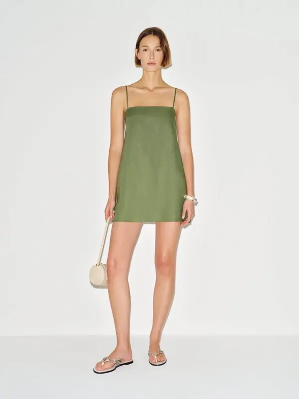 REFORMATION Aubree Linen Mini Dress - Green
