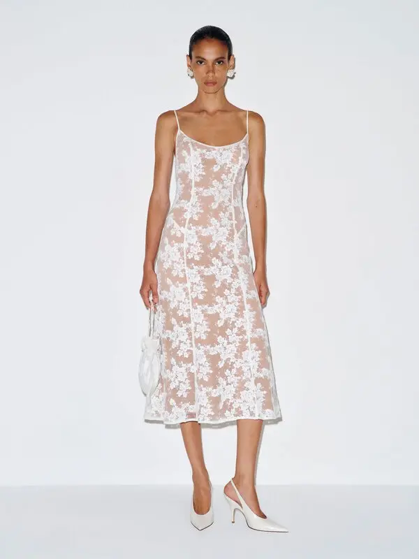 REFORMATION Marian Dress Bloom Lace - Ivory