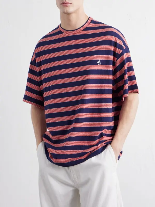 JIL SANDER Striped Cotton-jersey T-shirt