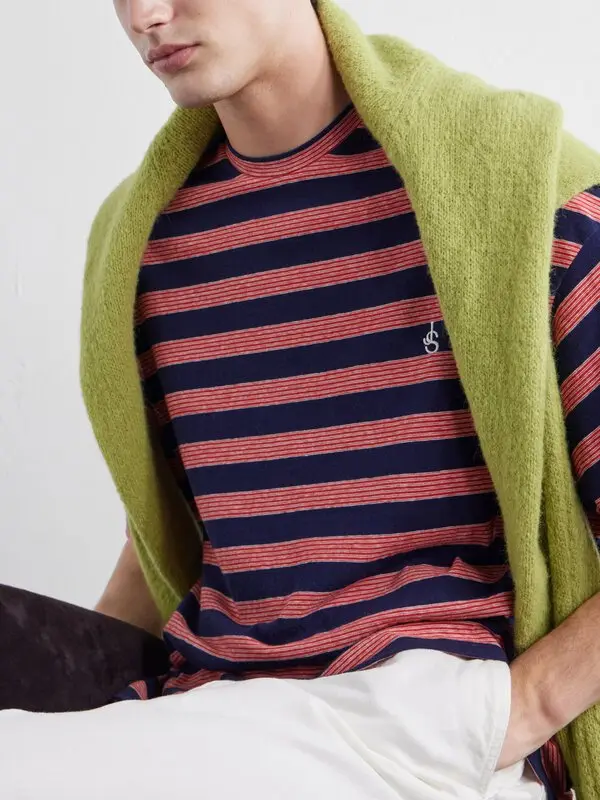 JIL SANDER Striped Cotton-jersey T-shirt