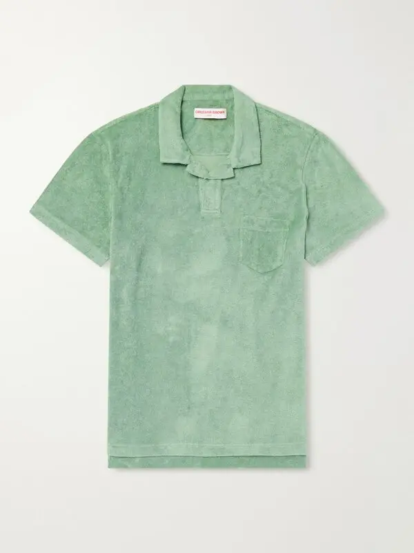 Orlebar Brown Terry Cotton-terry Polo Shirt - Green
