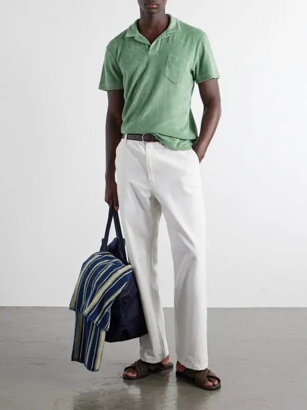 Orlebar Brown Terry Cotton-terry Polo Shirt - Green
