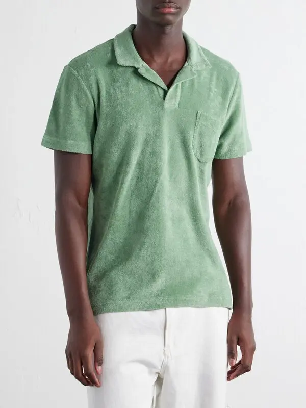 Orlebar Brown Terry Cotton-terry Polo Shirt - Green
