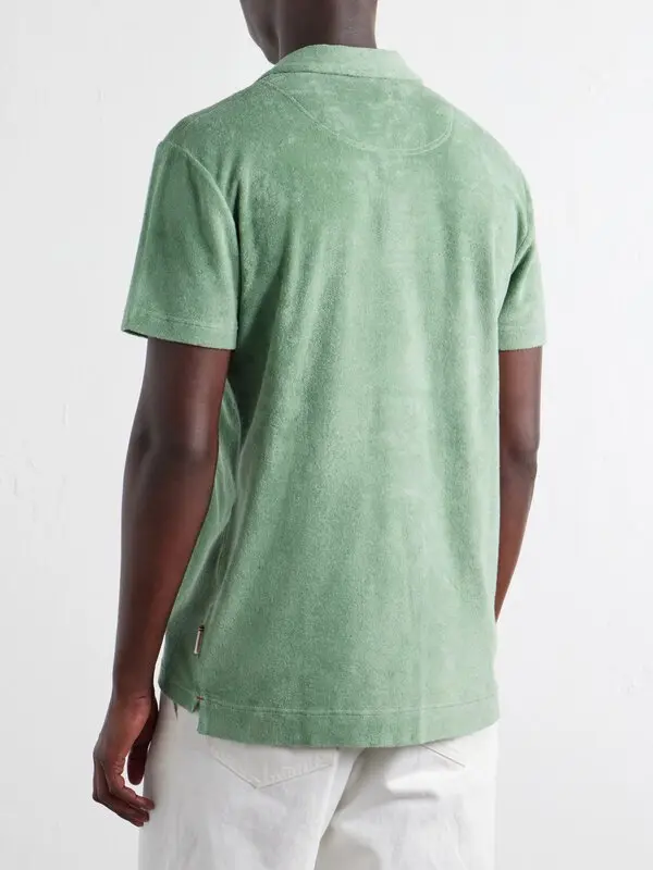 Orlebar Brown Terry Cotton-terry Polo Shirt - Green