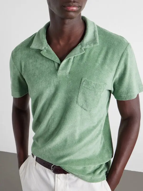 Orlebar Brown Terry Cotton-terry Polo Shirt - Green