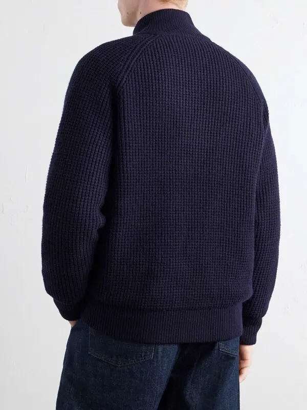 Altea Virgin Wool Padded Bomber Jacket - Navy