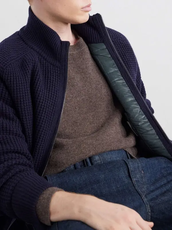 Altea Virgin Wool Padded Bomber Jacket - Navy