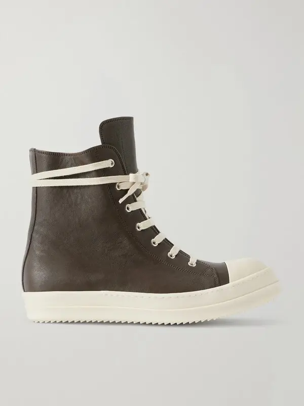 Rick Owens Leather High Top Sneakers