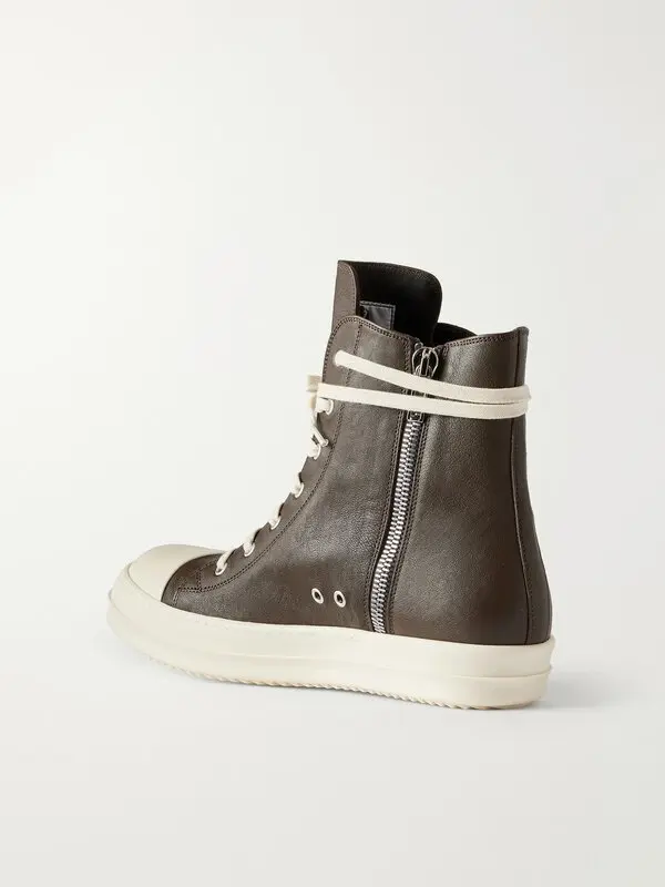 Rick Owens Leather High Top Sneakers
