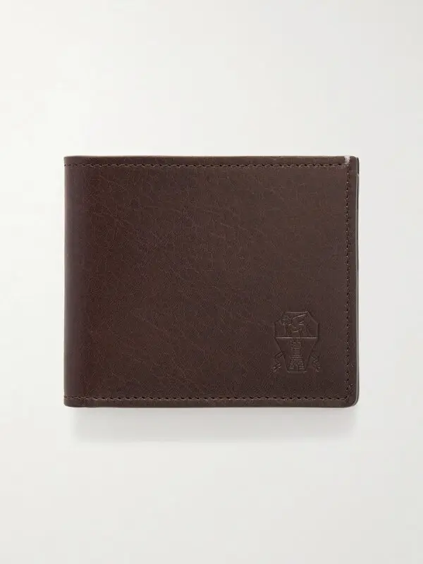 Brunello Cucinelli Logo-debossed Leather Billfold Wallet - Brown