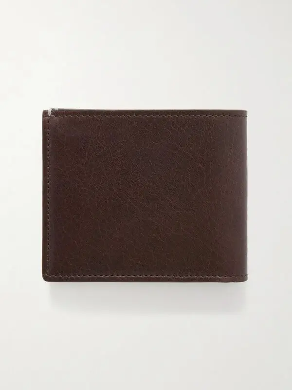 Brunello Cucinelli Logo-debossed Leather Billfold Wallet - Brown