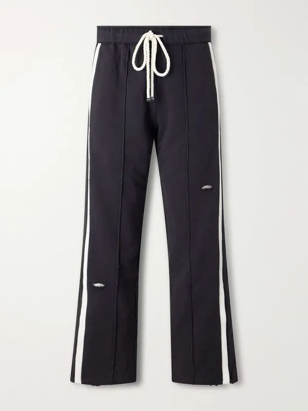 NAHMIAS Repaired Wide-leg Cotton-jersey Drawstring Sweatpants