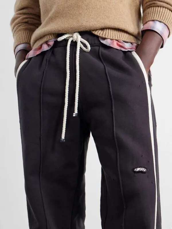NAHMIAS Repaired Wide-leg Cotton-jersey Drawstring Sweatpants