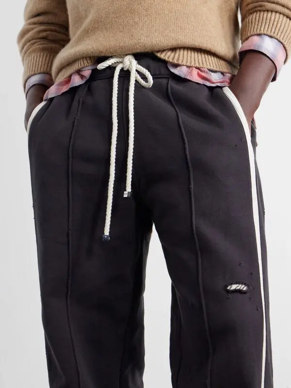 NAHMIAS Repaired Wide-leg Cotton-jersey Drawstring Sweatpants