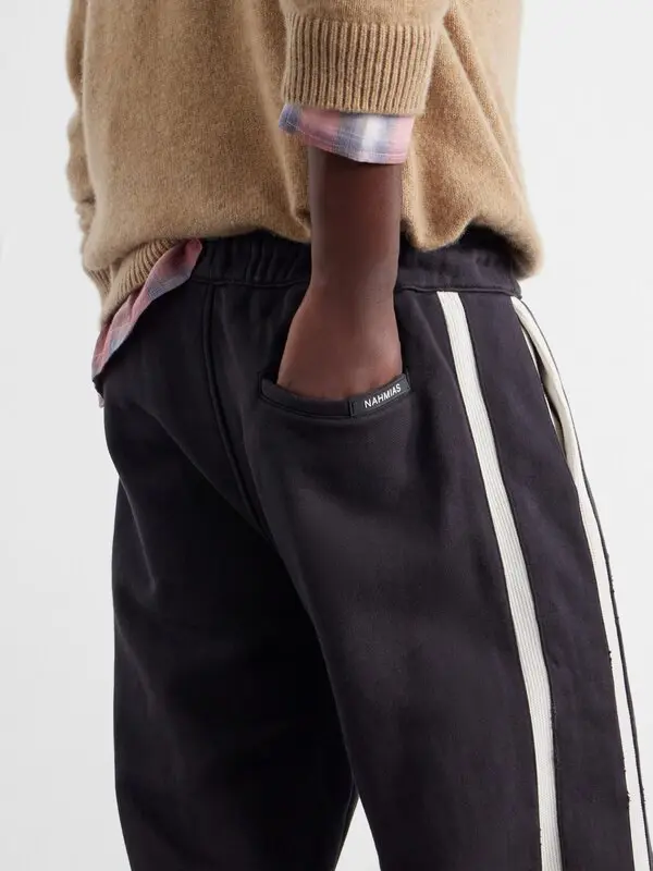 NAHMIAS Repaired Wide-leg Cotton-jersey Drawstring Sweatpants
