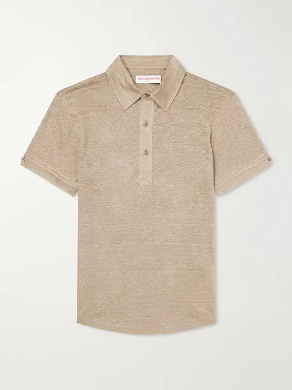 Orlebar Brown Sebastian Linen-jersey Polo Shirt - Brown