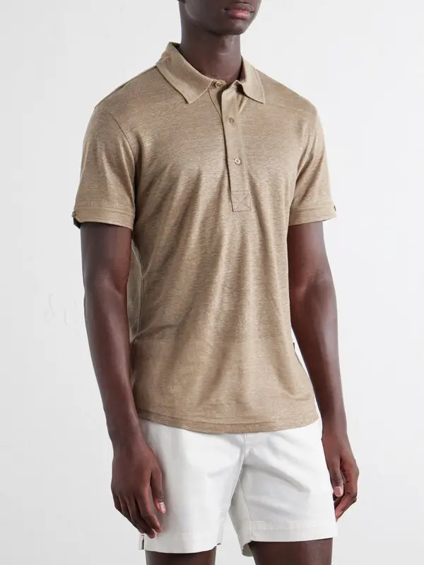 Orlebar Brown Sebastian Linen-jersey Polo Shirt - Brown