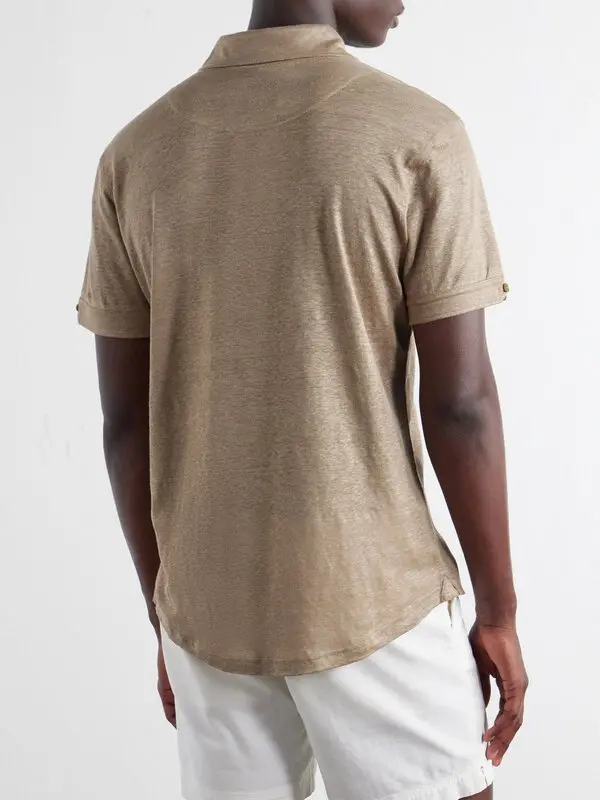 Orlebar Brown Sebastian Linen-jersey Polo Shirt - Brown