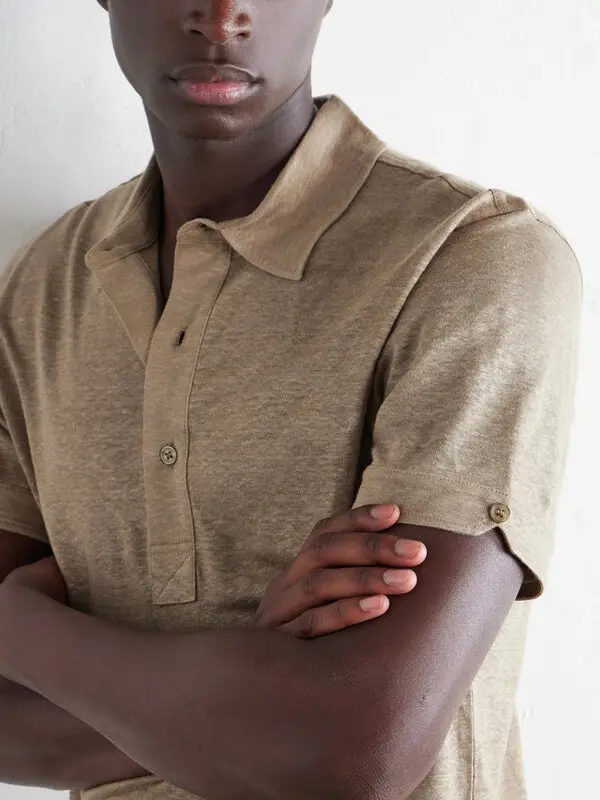Orlebar Brown Sebastian Linen-jersey Polo Shirt - Brown