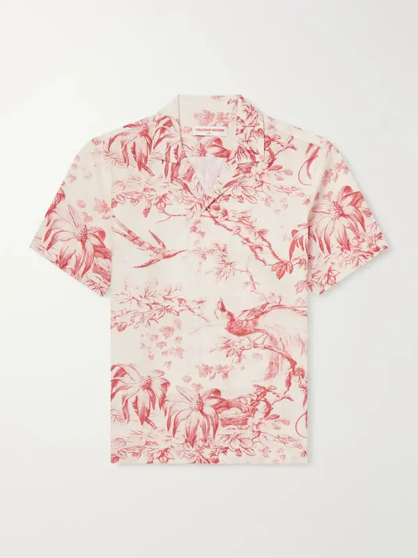 Orlebar Brown Maitan Camp-collar Printed Linen Shirt