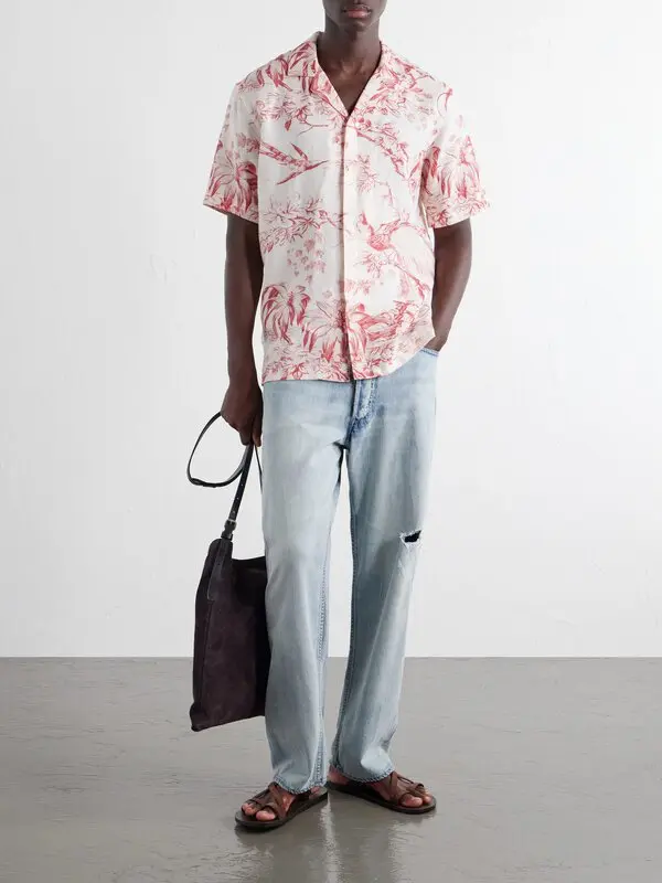 Orlebar Brown Maitan Camp-collar Printed Linen Shirt