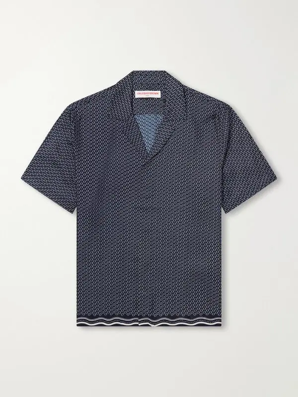 Orlebar Brown Maitan Camp-collar Printed Silk-satin Shirt