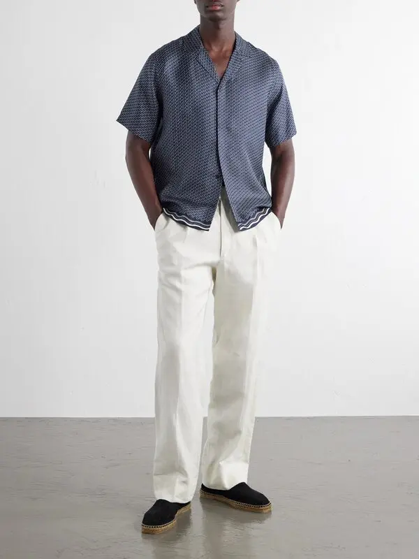 Orlebar Brown Maitan Camp-collar Printed Silk-satin Shirt